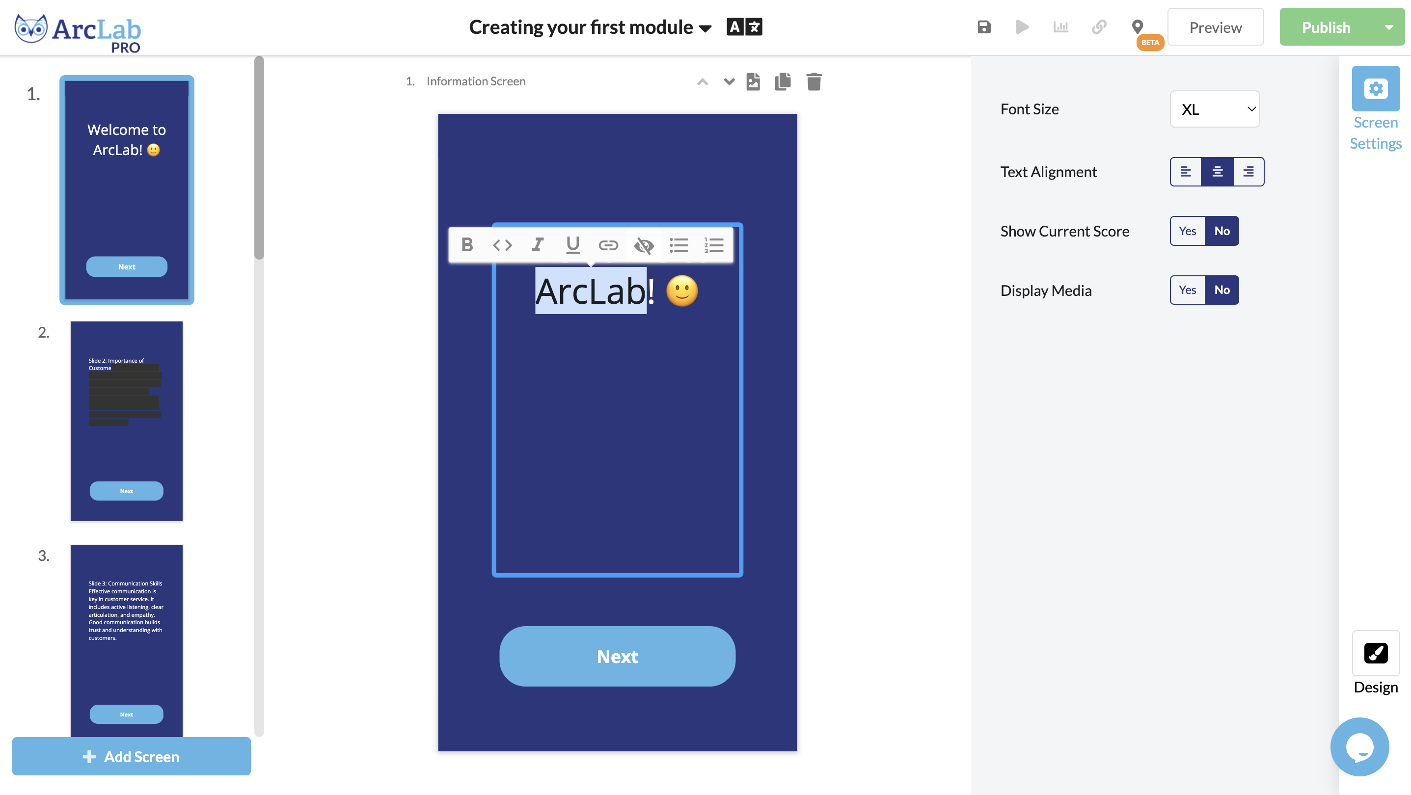 Adding Text to your Module